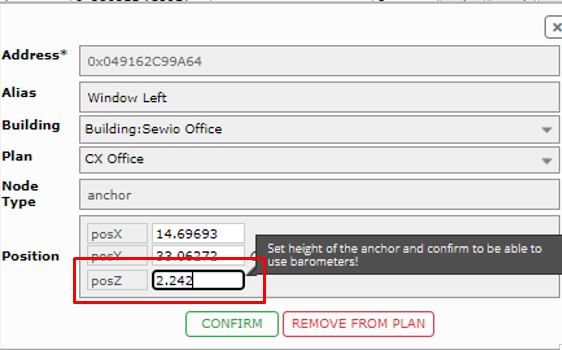 Add Anchor Height - Sewio Documentation